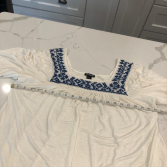 Joe Boxer | Tops | Joe Boxer White Blue Embroidered Peasant Square Neck ...